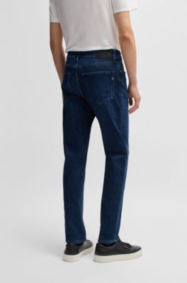 BOSS - Regular-fit Maine-jeans van indigo Coolmax®-denim - Donkerblauw