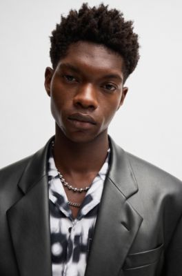 HUGO - Oversized-fit blazer in faux leather - Black