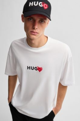 HUGO - Trucker cap in cotton twill with heart logo - Black