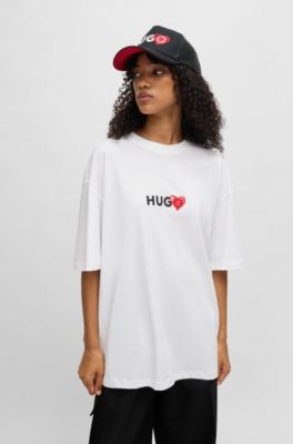 HUGO - Trucker cap in cotton twill with heart logo - Black