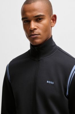 BOSS - Regular fit-träningsoverall set i stretchig bomull med ränder ...