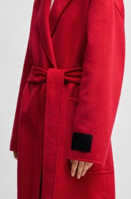 HUGO - Oversized fit-kappa med knytbälte - Röd