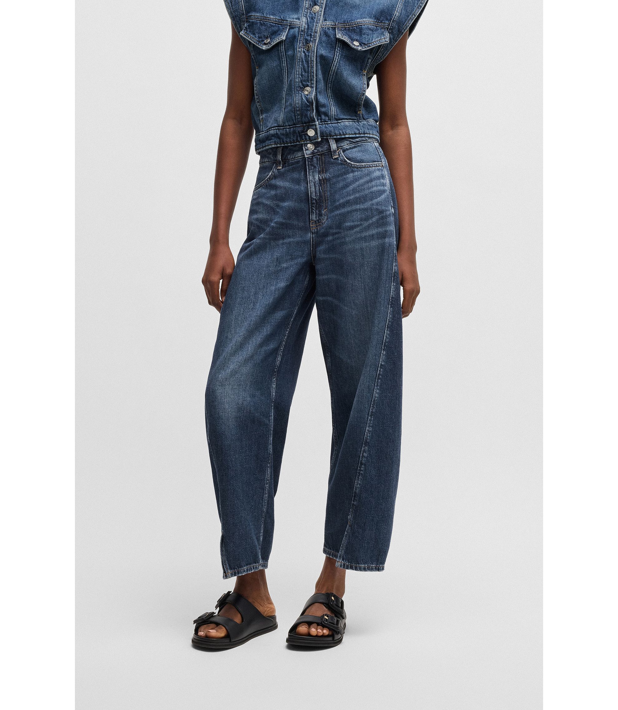 BOSS - Balloon-leg jeans in indigo denim - Blue BOSS - Balloon-leg jeans in indigo denim - Blue
