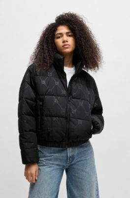 HUGO - Relaxed-fit padded jacket with stacked-logo motif - Patterned