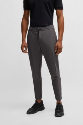 BOSS - Tapered-fit trousers in water-repellent stretch fabric - Dark Grey