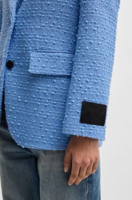 HUGO - Relaxed fit-jacka i strukturerad bouclé - Ljusblå