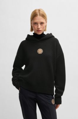 BOSS - BOSS Ski relaxed-fit knitted hoodie in virgin wool - Black