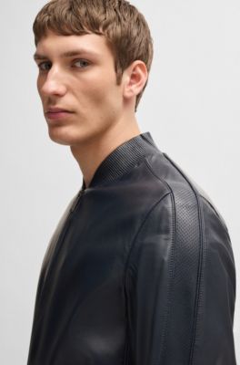 BOSS - BOSS x ASTON MARTIN nappa-leather jacket with perforated details ...