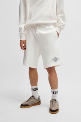 HUGO - Cotton-terry shorts with embroidered logo - White
