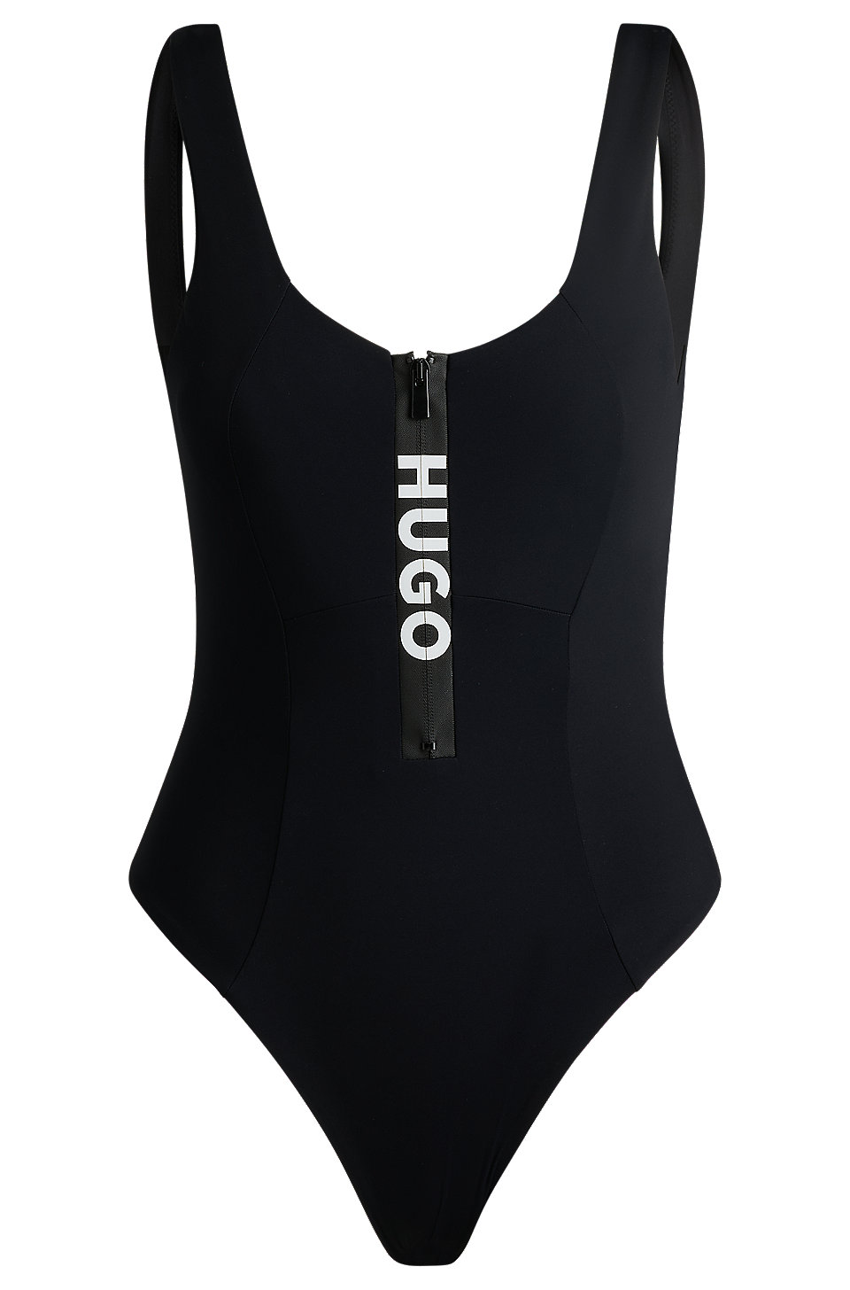 HUGO - Logo-zip swimsuit with removable padding - Black HUGO - Logo-zip swimsuit with removable padding - Black