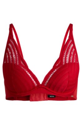 BOSS - Underwired bra with padded cups and lace detailing - Red