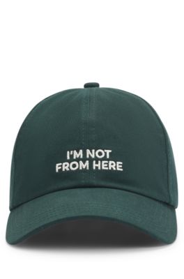 BOSS - Cappellino in twill di cotone con slogan ricamato - Verde scuro