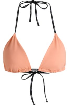 HUGO - Triangle bikini top with contrast logo straps - Light Orange