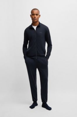BOSS - Relaxed-fit tracksuit in stretch fabric with logo details - Dark ...