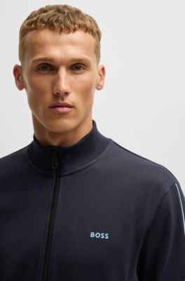 BOSS - Interlock-cotton tracksuit with logo details - Dark Blue