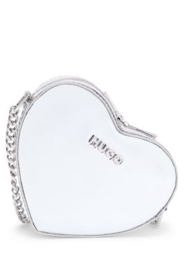HUGO - Heart-shaped crossbody bag in silver-tone material - Silver