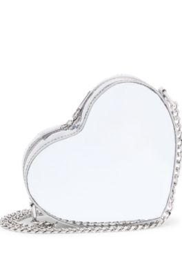 HUGO - Heart-shaped crossbody bag in silver-tone material - Silver
