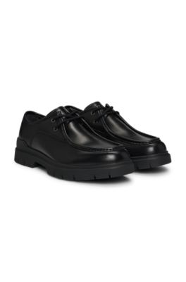 HUGO Leather Derby shoes with double stitching Black