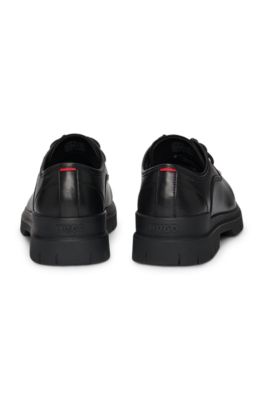 HUGO - Leather Derby shoes with double stitching - Black