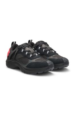 HUGO - Signature trainers with mesh and suede - Black