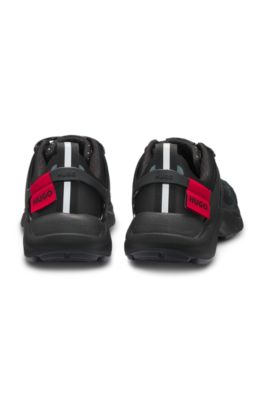 HUGO - Signature trainers with mesh and suede - Black