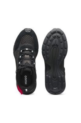 HUGO - Signature trainers with mesh and suede - Black
