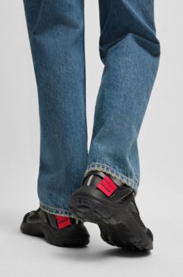 HUGO - Signature trainers with mesh and suede - Black