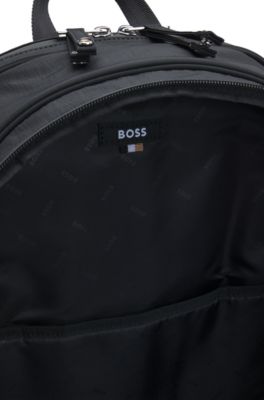 BOSS - Backpack with polished silver-tone hardware - Black