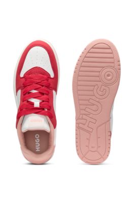 HUGO - Sneakers met logodetails in een combinatie van materialen - Rood
