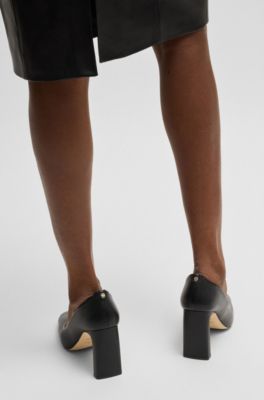 BOSS - Nappa-leather pumps with Double B monogram trim - Black