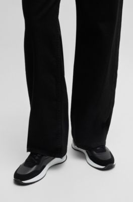 BOSS - Mixed-material lace-up trainers with suede trims - Black