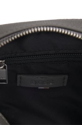 BOSS - Grained faux-leather reporter bag with logo trim - Dark Grey