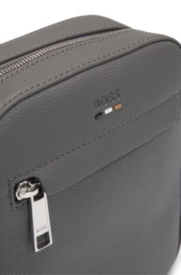 BOSS - Grained faux-leather reporter bag with signature trims