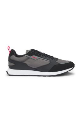 HUGO - Mixed-material trainers with branded accents - Light Grey