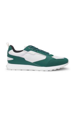 HUGO - Mixed-material trainers with branded accents - Green