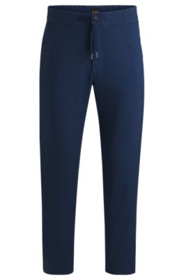BOSS - Regular-fit trousers in a comfort-stretch linen blend - Light Blue