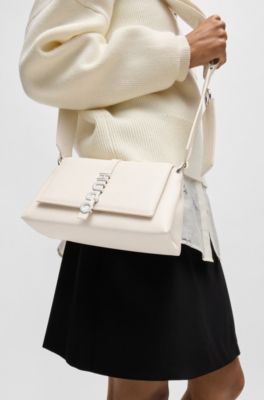 HUGO - Mala a tiracolo em pele sintética com fecho de logótipo - Natural