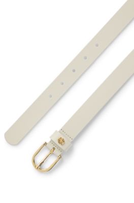 BOSS - Leather belt with Double B monogram charm - Natural