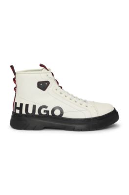 HUGO - Botas con cordones y logo de efecto brillante - Gris claro