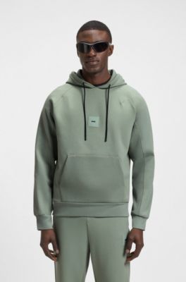 BOSS - Cotton-blend hoodie with stretch - Light Green