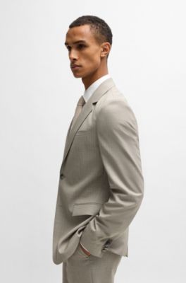 BOSS - Slim-fit suit in pinstripe virgin wool - Beige Patterned