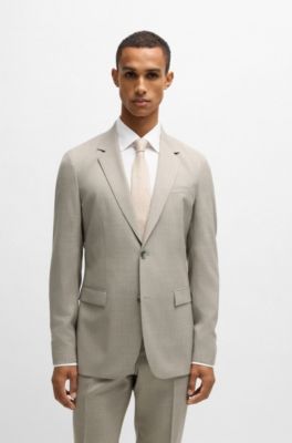 BOSS - Slim-fit suit in pinstripe virgin wool - Beige Patterned