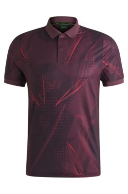 BOSS - Active Paddy graphic-print polo shirt with UV protection - Dark Red