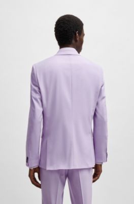 HUGO - Extra-slim-fit suit in mohair-look stretch dobby - Light Purple