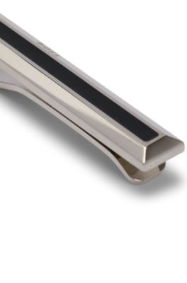 BOSS - Krawattennadel aus Messing mit schwarzem Emaille-Einsatz - Schwarz