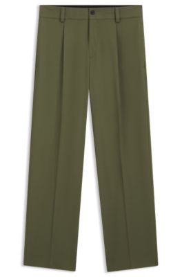 HUGO - Pantalon Modern en twill stretch avec plis sur le devant - Vert