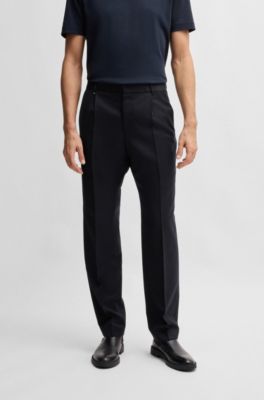 BOSS - Pantalon en laine stretch BOSS SELECTED BY BECKHAM - Bleu foncé