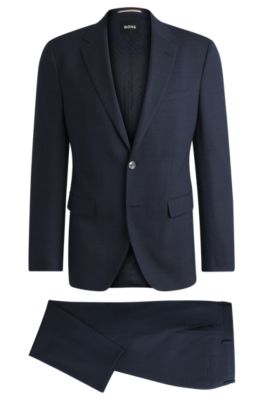 BOSS - Micro-patterned suit in stretch cloth with virgin wool