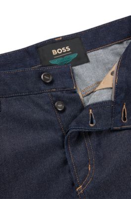 BOSS - BOSS x ASTON MARTIN regular-fit jeans with carbon-fibre yarn ...