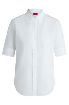 HUGO - Camicetta regular fit in tela di cotone - Bianco